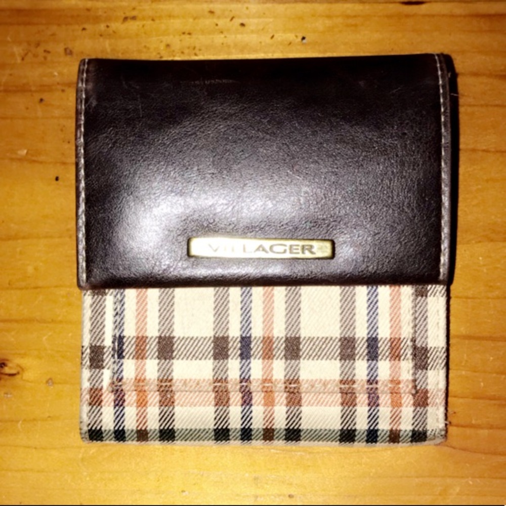 Vintage Plaid Villager Trifold Wallet Excellent - Gem